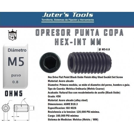 OPRESOR HEXAGONAL PUNTA COPA M5-0.8