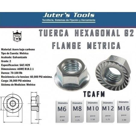 TUERCA HEXAGONAL FLANGE MILIMETRICA