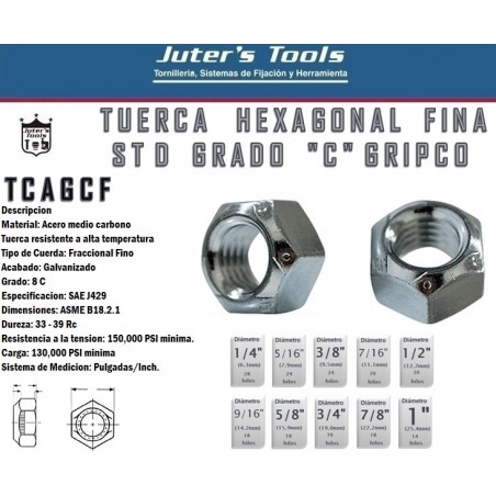 TUERCA GRIPCO HEXAGONAL GRADO C