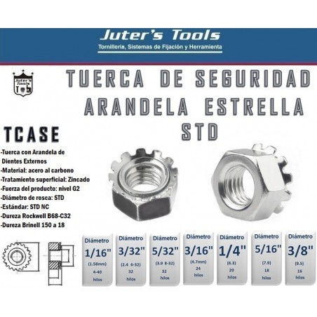 TUERCA DE SEGURIDAD C-ARANDELA TIPO ESTRELLA STD