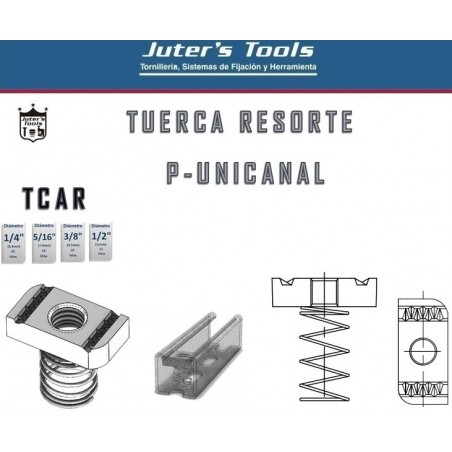 TUERCA UNICANAL CON RESORTE 1/4 , 5/16 , 3/8 , 1/2