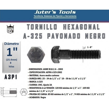 TORNILLO A-325 PAVONADO NEGRO 1-8"
